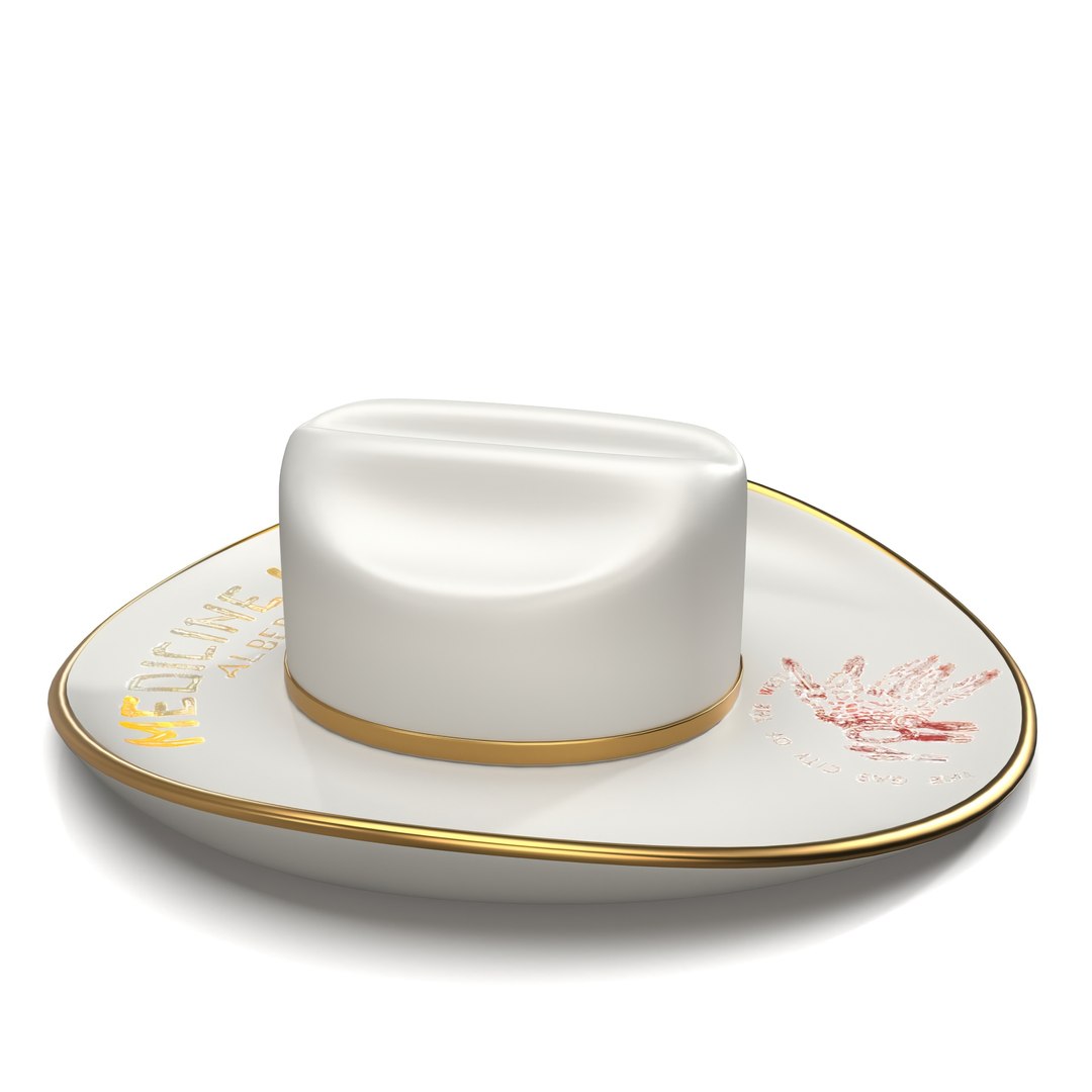 3D Model Alberta Canada Souvenir 22k Gold Cowboy Ceramic Hat ...