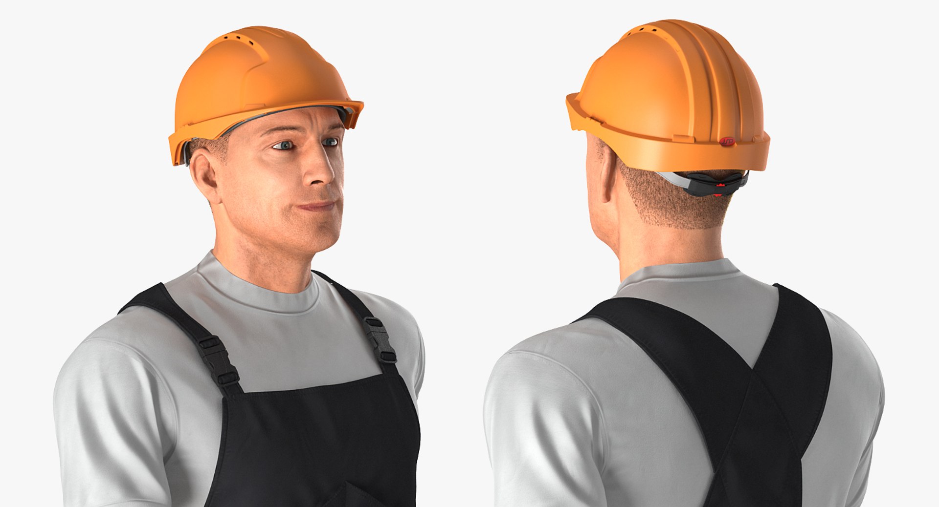 3d Construction Worker Black Overalls
