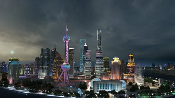 3D Shanghai night scene model - TurboSquid 1867994