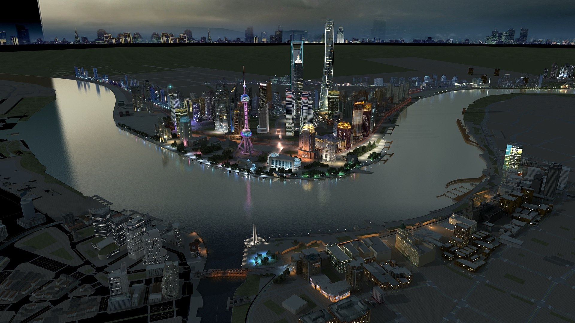 3D Shanghai Night Scene Model - TurboSquid 1867994