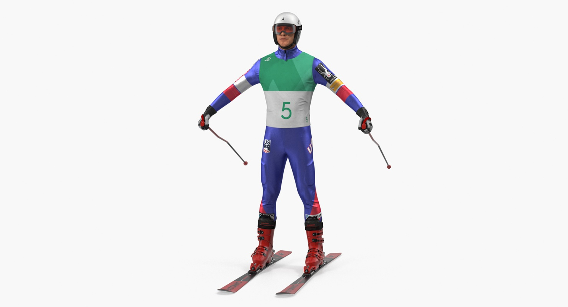 Downhill Male Skier Skiing 3D Model - TurboSquid 1345775