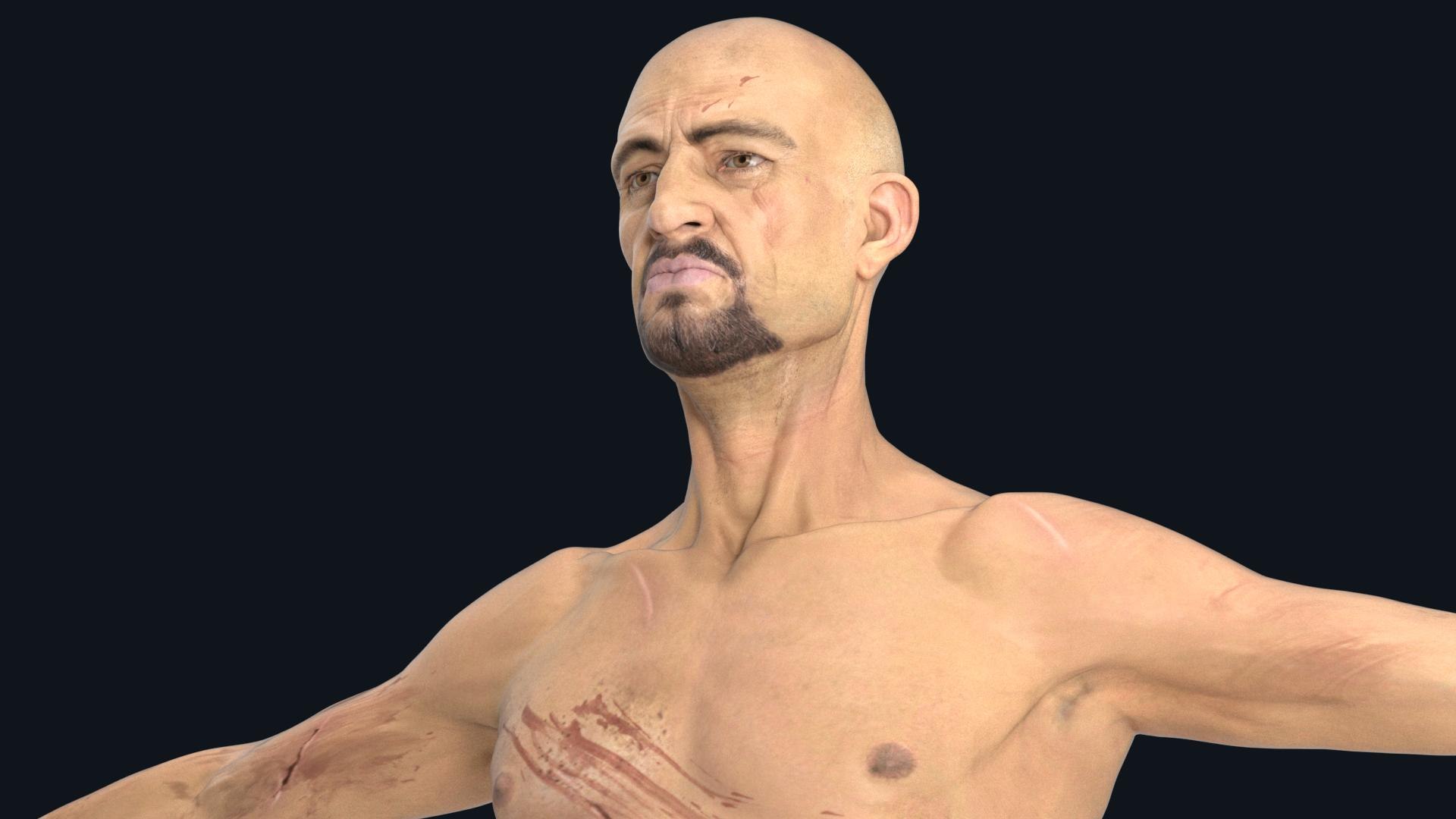 photorealistic body wounded character 3d model