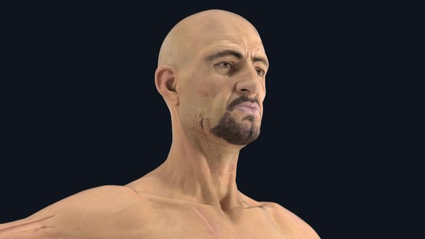 photorealistic body wounded character 3d model