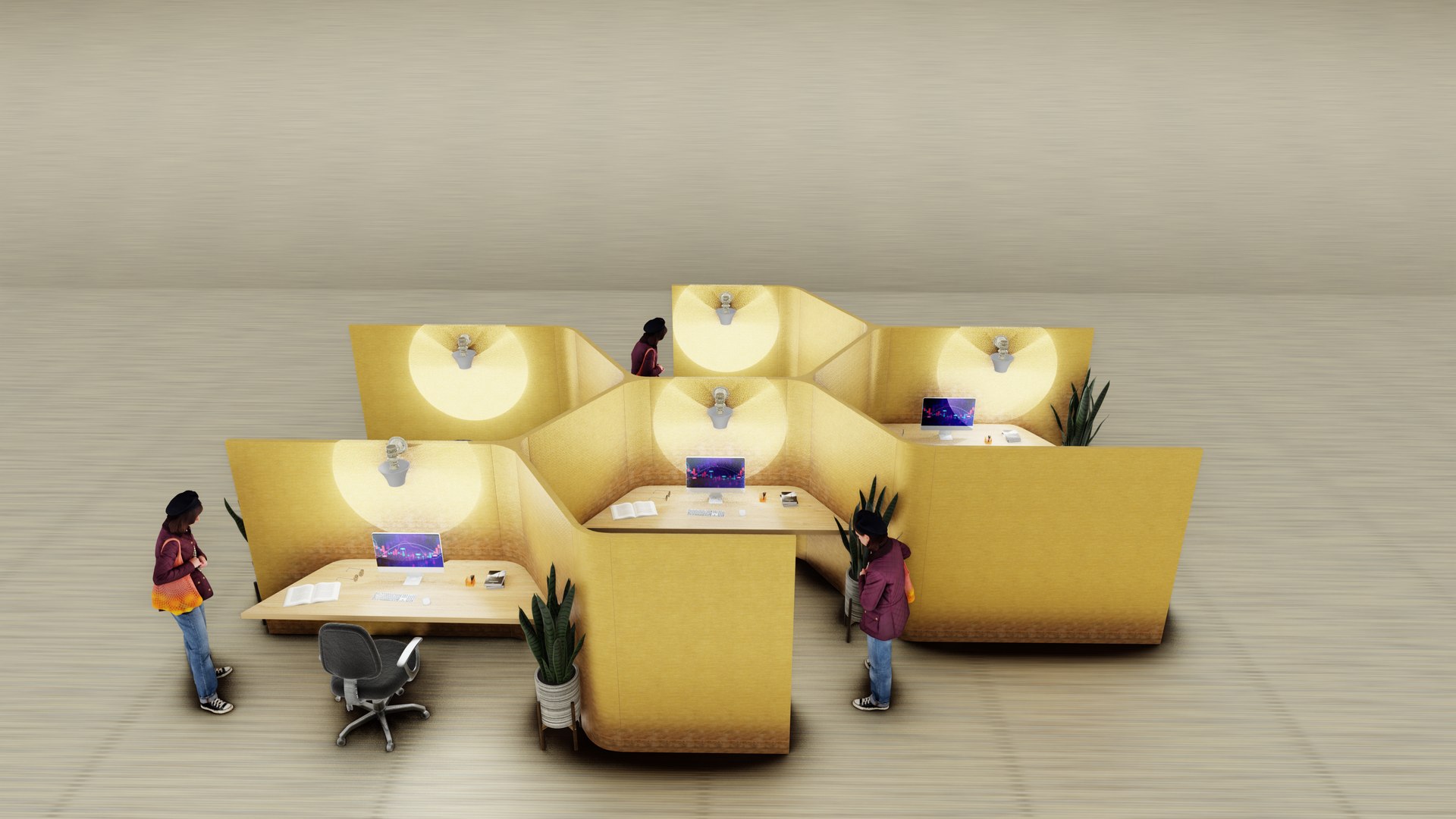 3D Work Place Modular Office Cubicle Scene 3D Model - TurboSquid 2429368