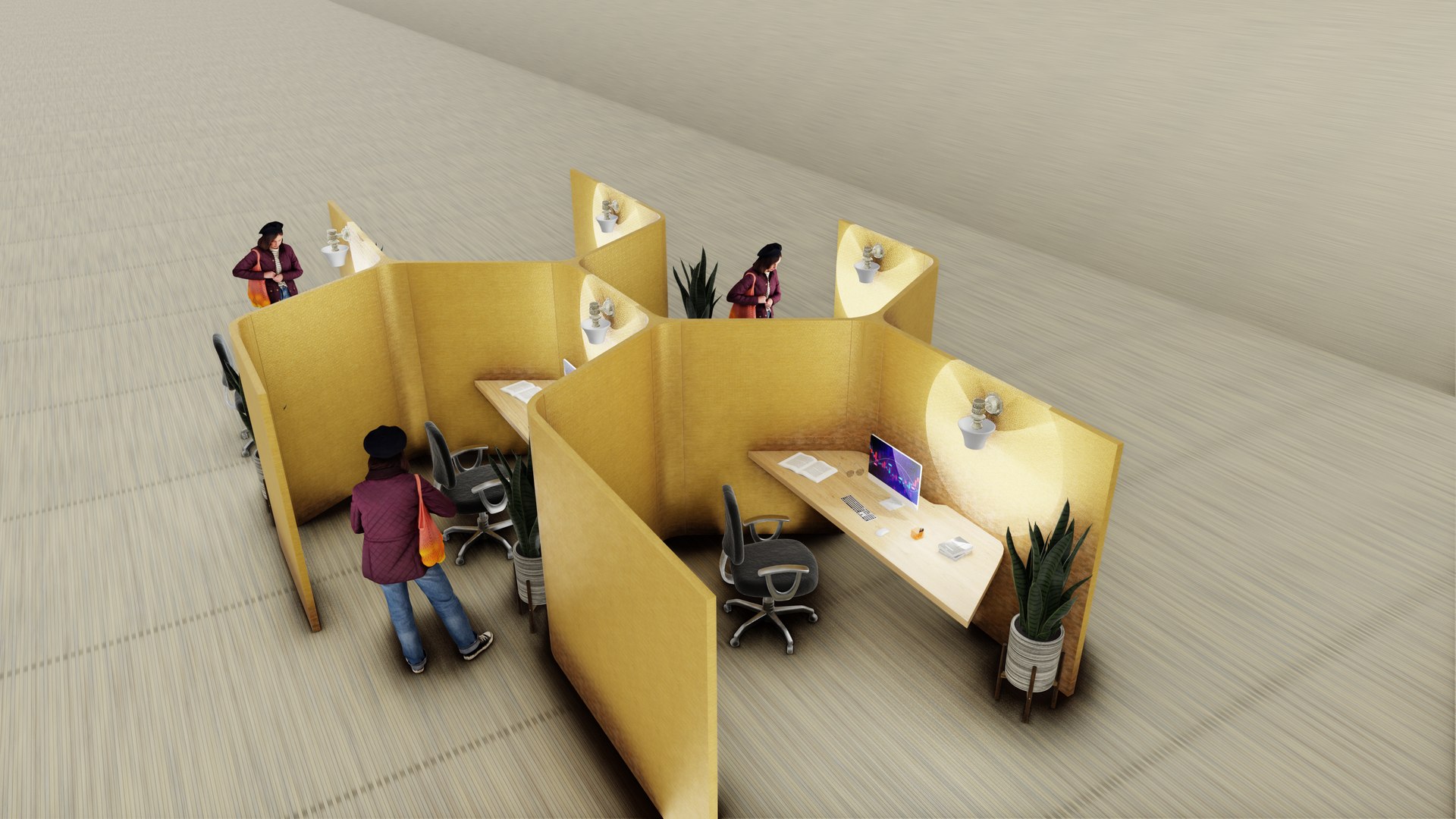 3D Work Place Modular Office Cubicle Scene 3D Model - TurboSquid 2429368