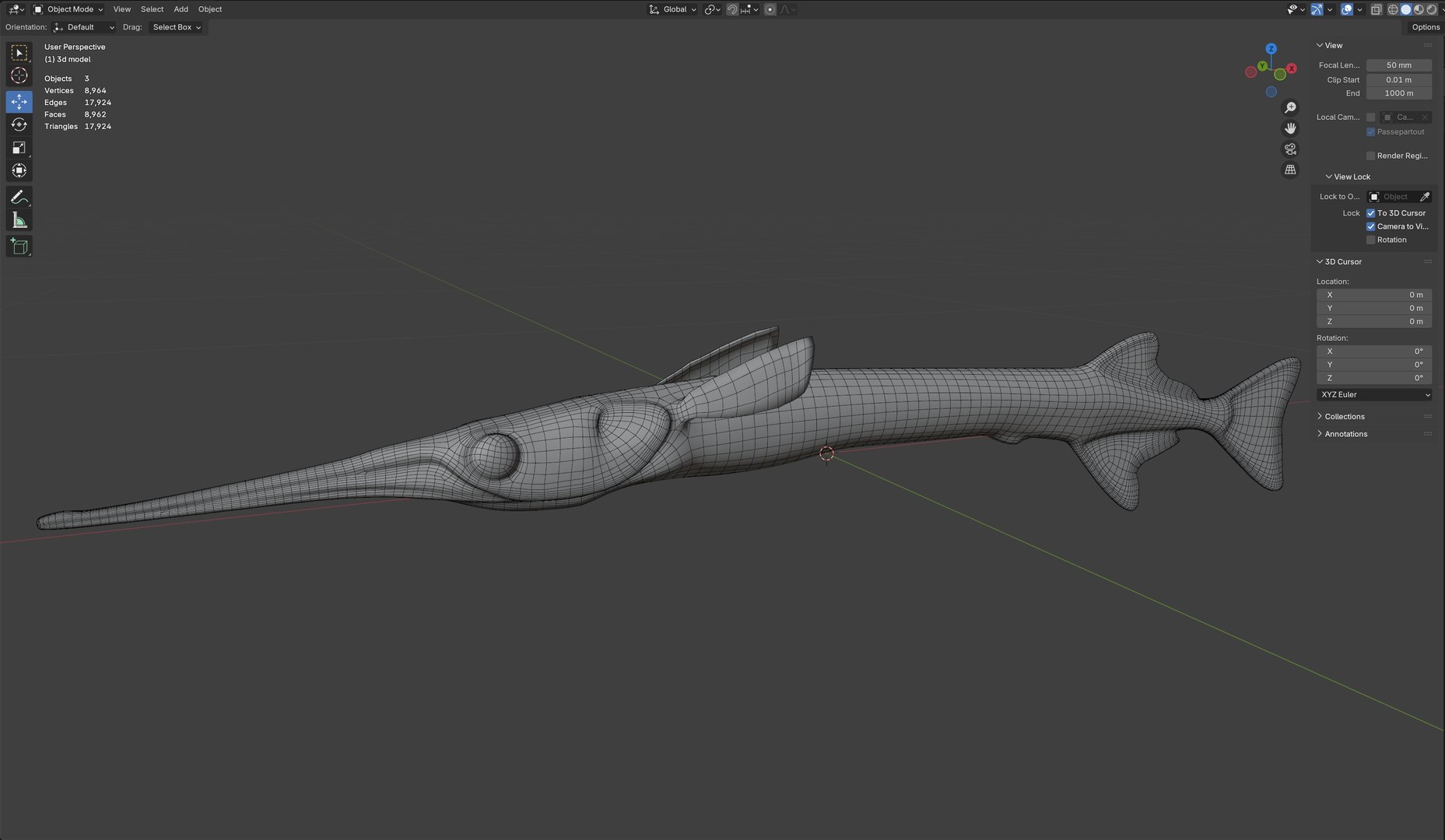 3D Redfin Needlefish - TurboSquid 2512249