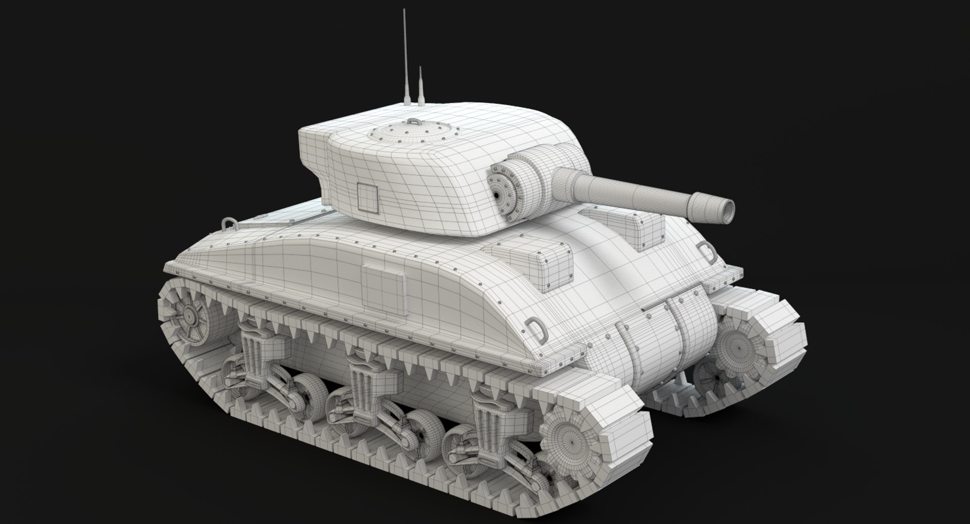 Cartoon Sherman Tank 3d Max