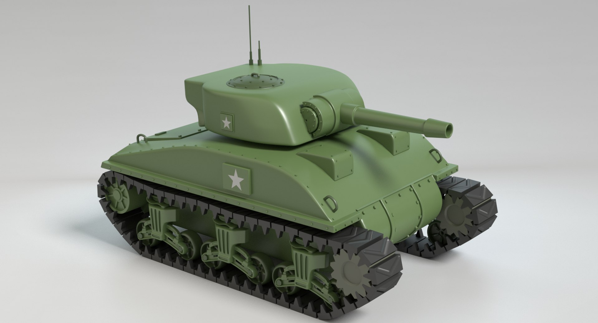 Cartoon Sherman Tank 3d Max