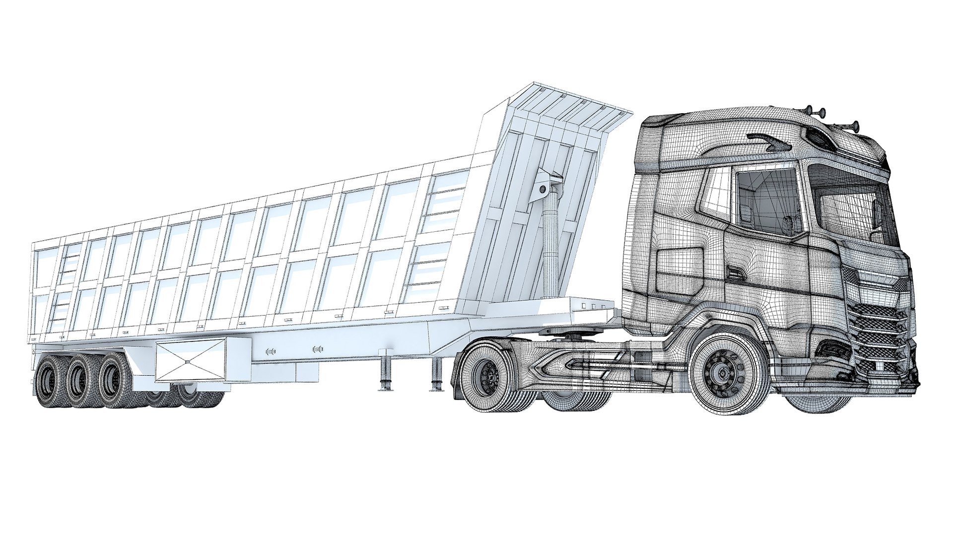 3D Truck with Tipper Trailer - TurboSquid 2162146