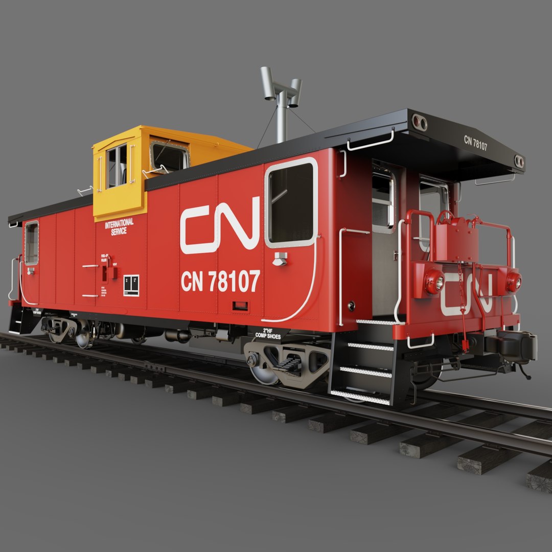 3D Railcar Caboose CN PSC Model - TurboSquid 2216198
