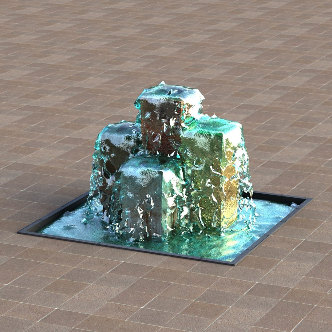 3d Fountain Animation Model