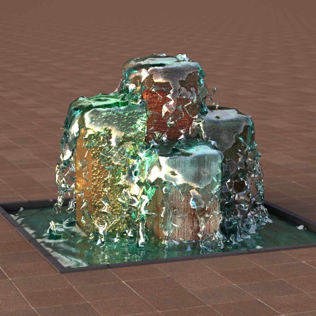 3d Fountain Animation Model
