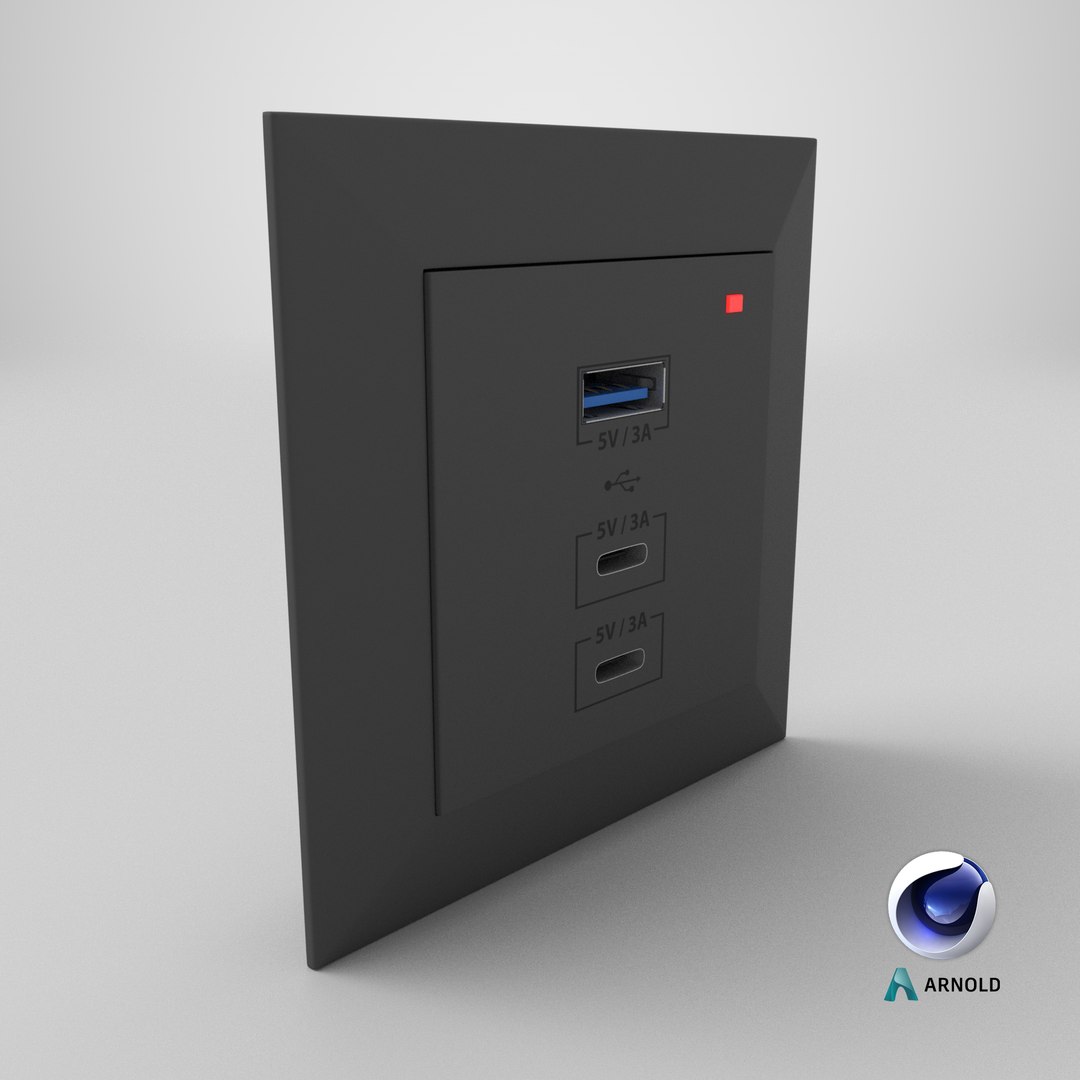 Type C USB Wall Socket 3D Model - TurboSquid 1804485