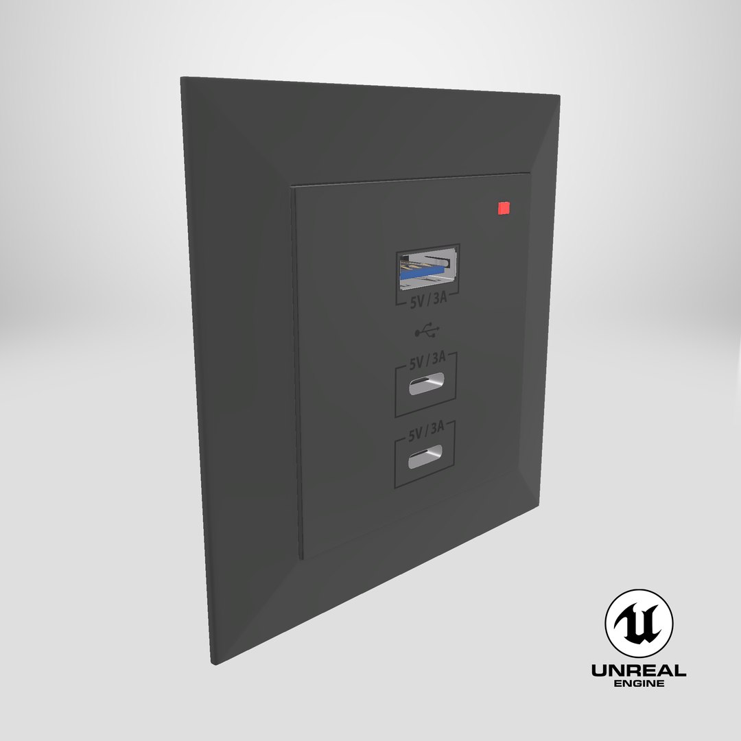 Type C USB Wall Socket 3D Model - TurboSquid 1804485