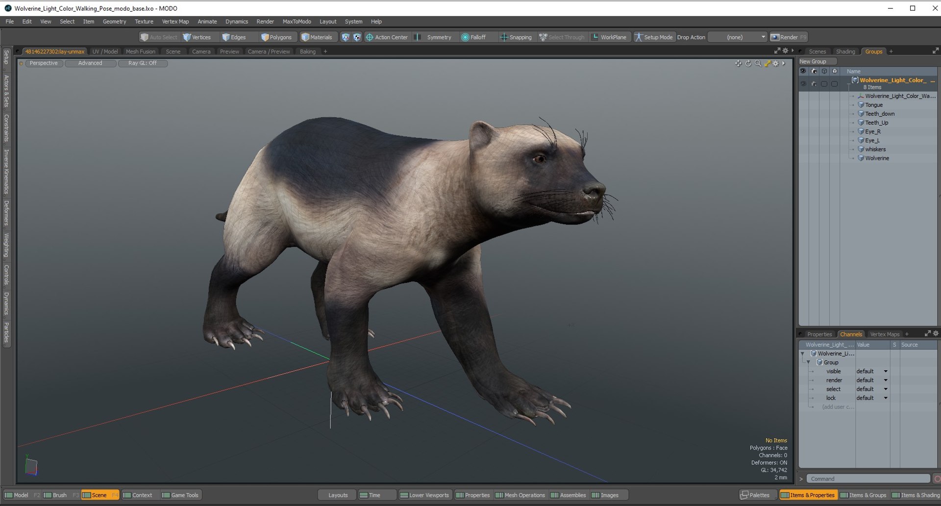 Wolverine Light Color Walking Pose model - TurboSquid 2130610