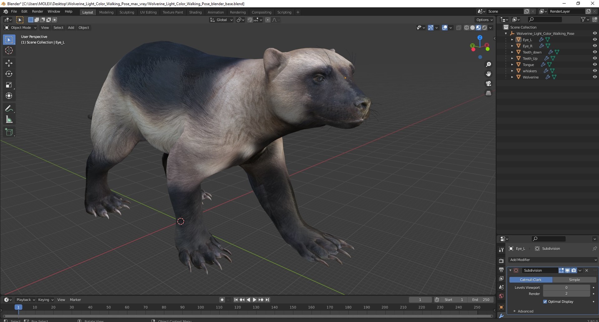 Wolverine Light Color Walking Pose model - TurboSquid 2130610