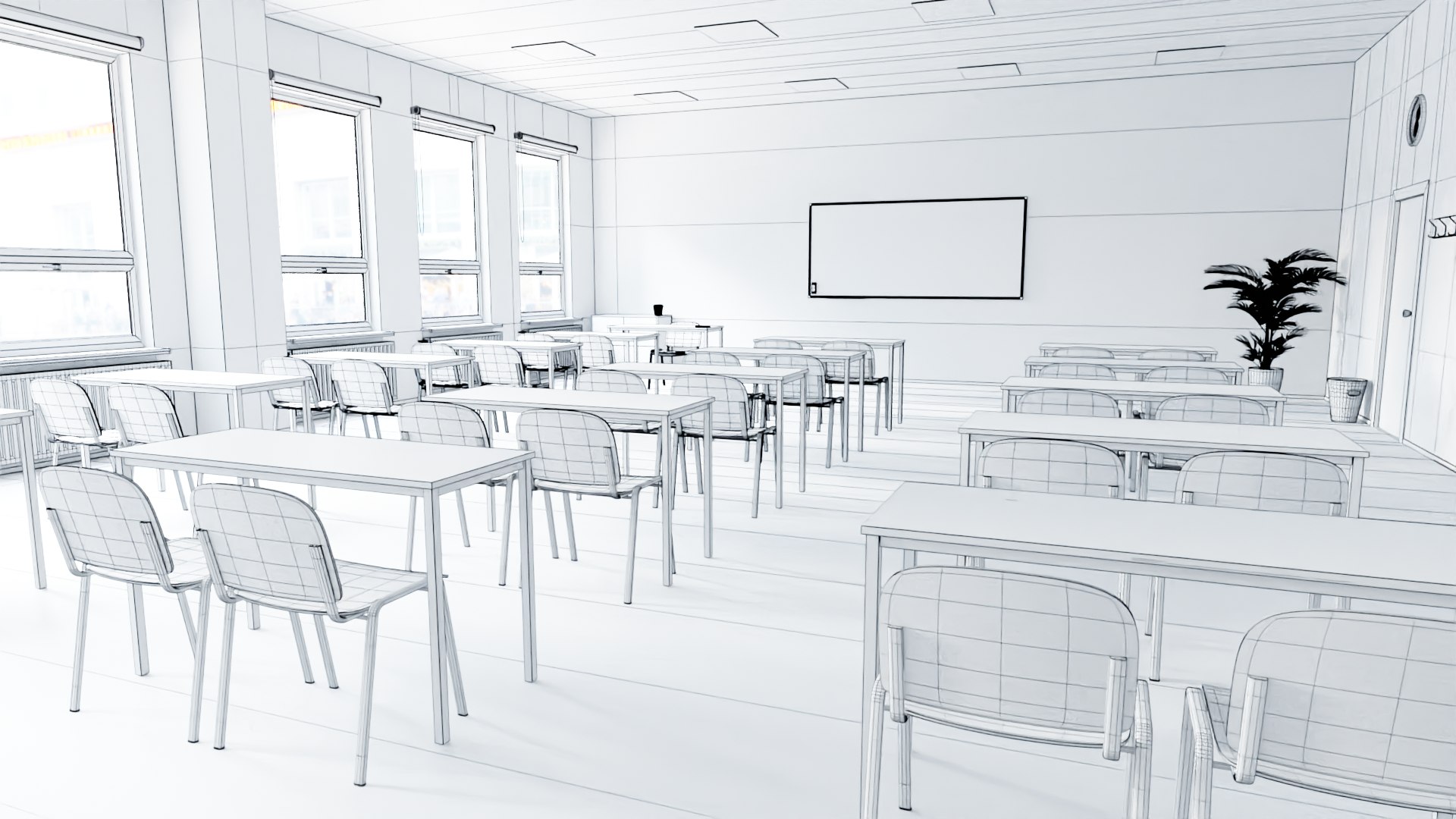 3D Modern Classroom Interior Architecture Model - TurboSquid 1655497