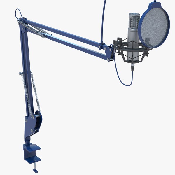 3D Condenser Microphone With Stand - Blue - TurboSquid 1908936