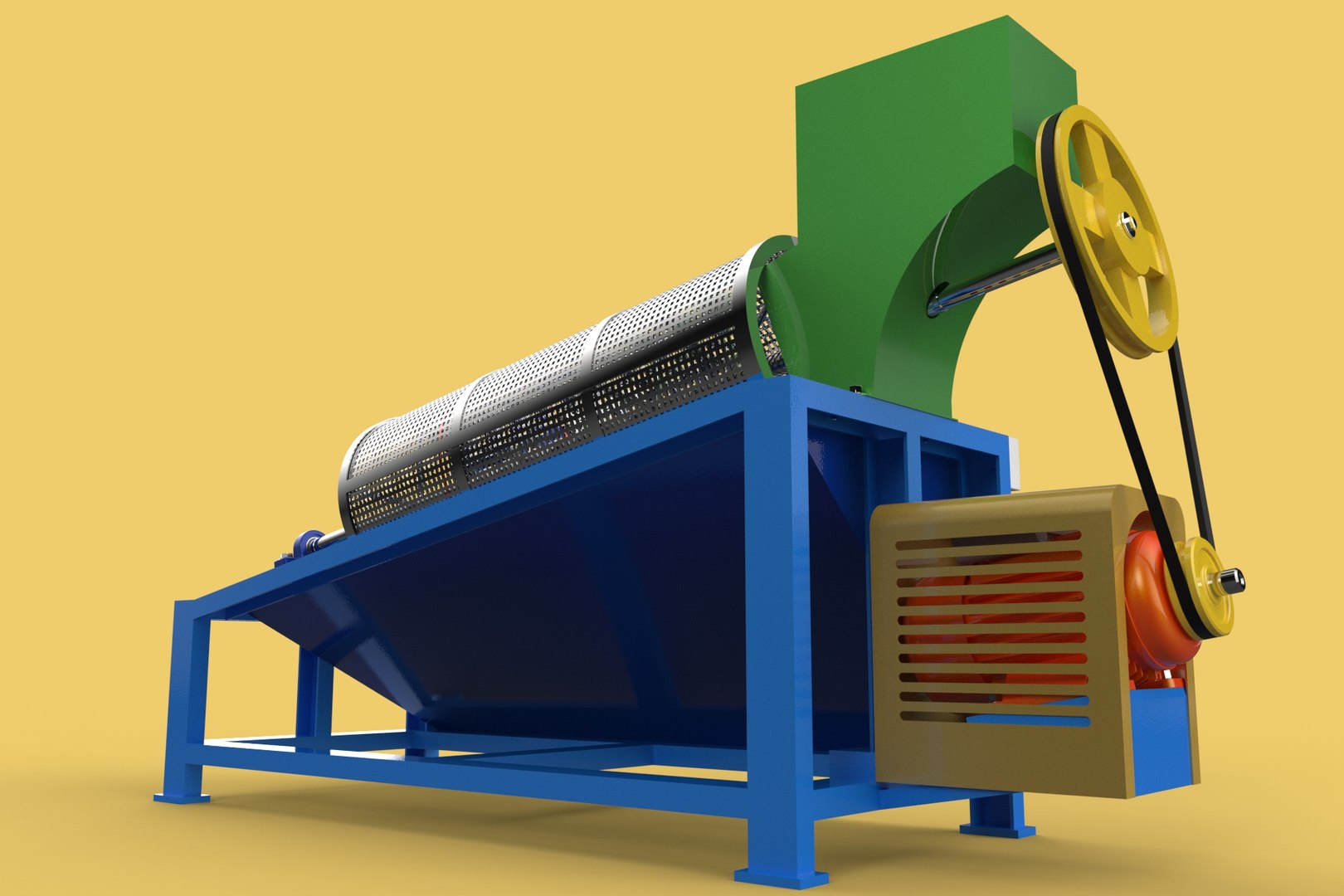 ROTARY DRUM SAND SIEVE MACHINE INDUSTRIAL SIEVING SCREENING SIEVER 3D ...