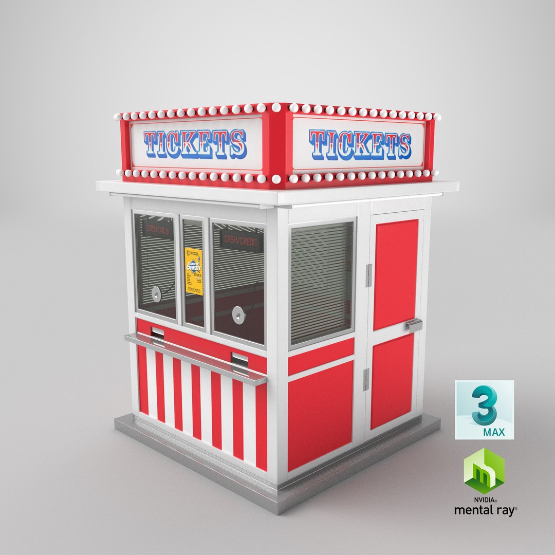 Red Ticket Kiosk Booth 3D Model - TurboSquid 1944303