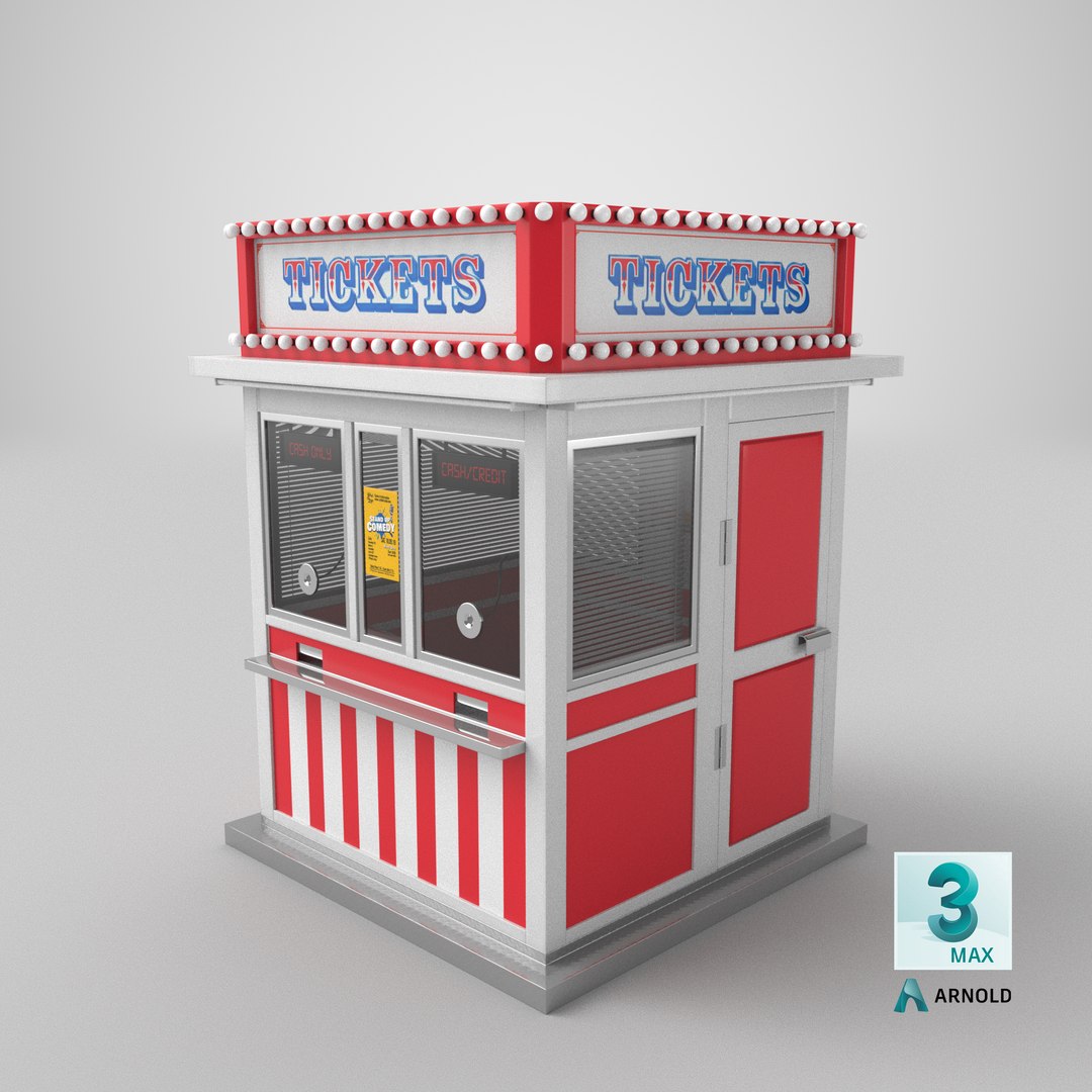 Red Ticket Kiosk Booth 3D Model - TurboSquid 1944303