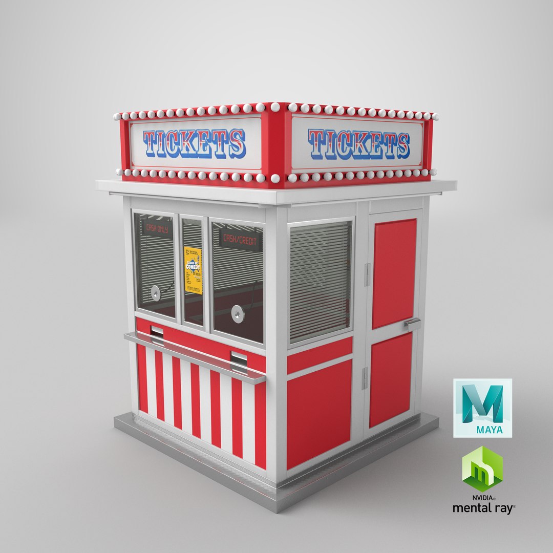Red Ticket Kiosk Booth 3D Model - TurboSquid 1944303