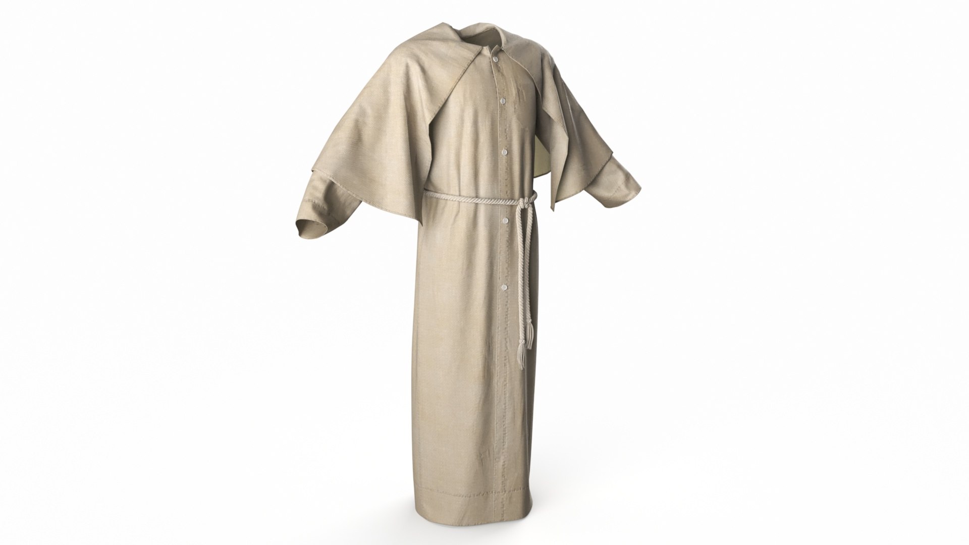 Old Long Robe With Mantle And Belt 3D Model - TurboSquid 2384805