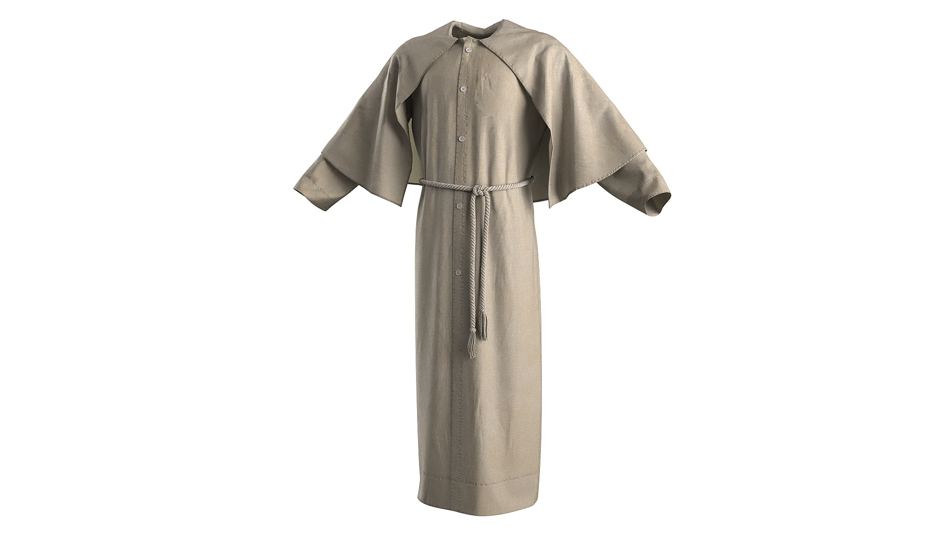 Old Long Robe With Mantle And Belt 3D Model - TurboSquid 2384805
