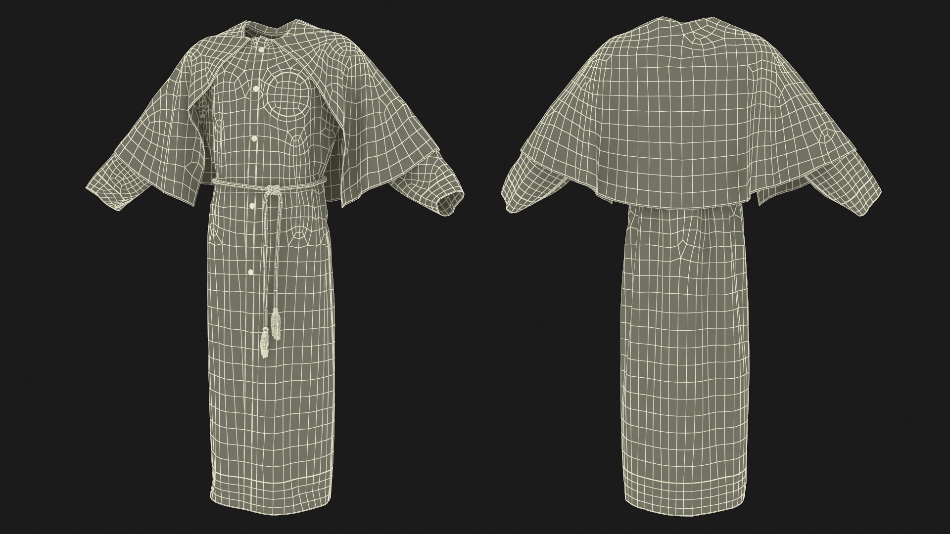 Old Long Robe With Mantle And Belt 3D Model - TurboSquid 2384805