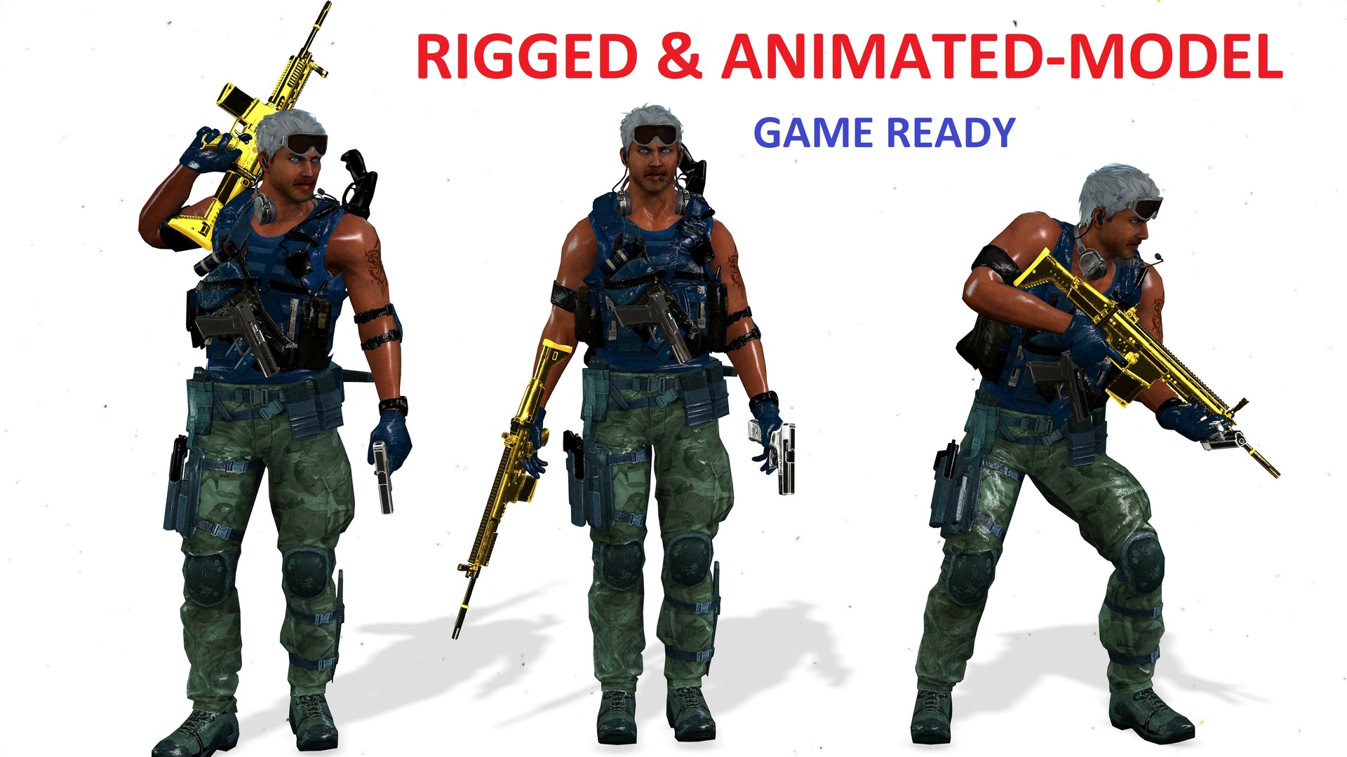 3D Realistic Soldier-military-army-3d Model-12 -Rigged Character Model ...