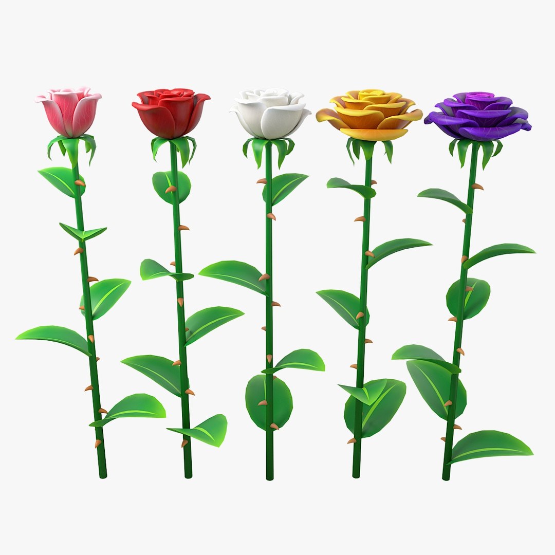 Cartoon Rose Flowers Collection 3D - TurboSquid 2051543
