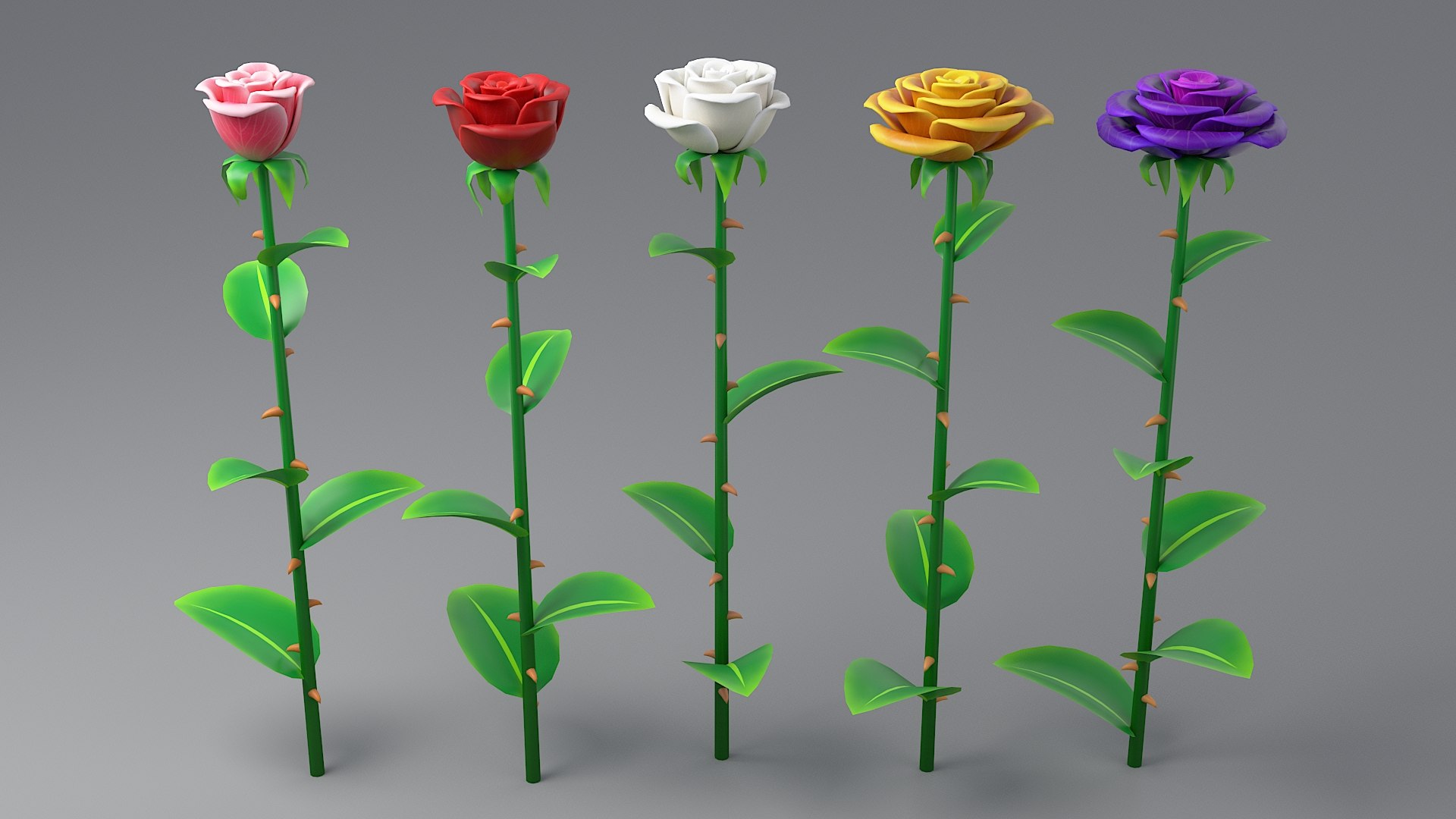 Cartoon Rose Flowers Collection 3D - TurboSquid 2051543