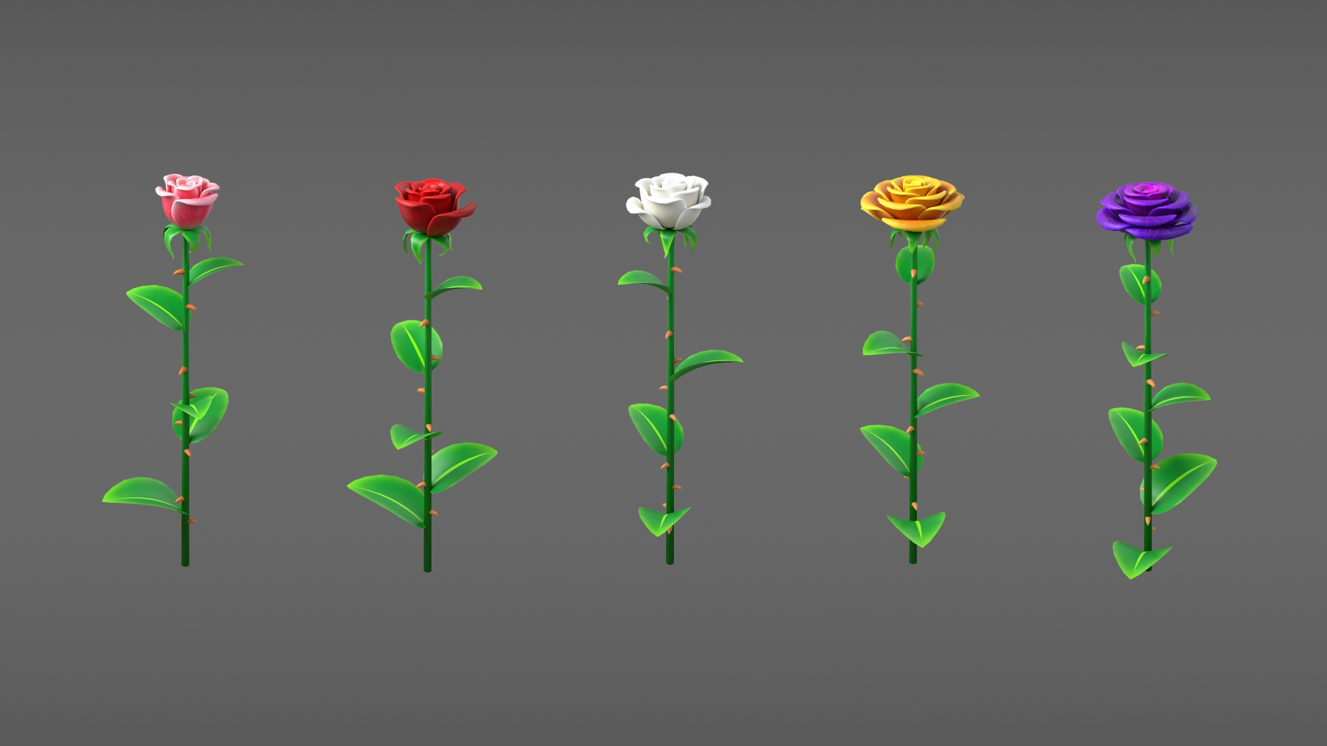 Cartoon Rose Flowers Collection 3D - TurboSquid 2051543