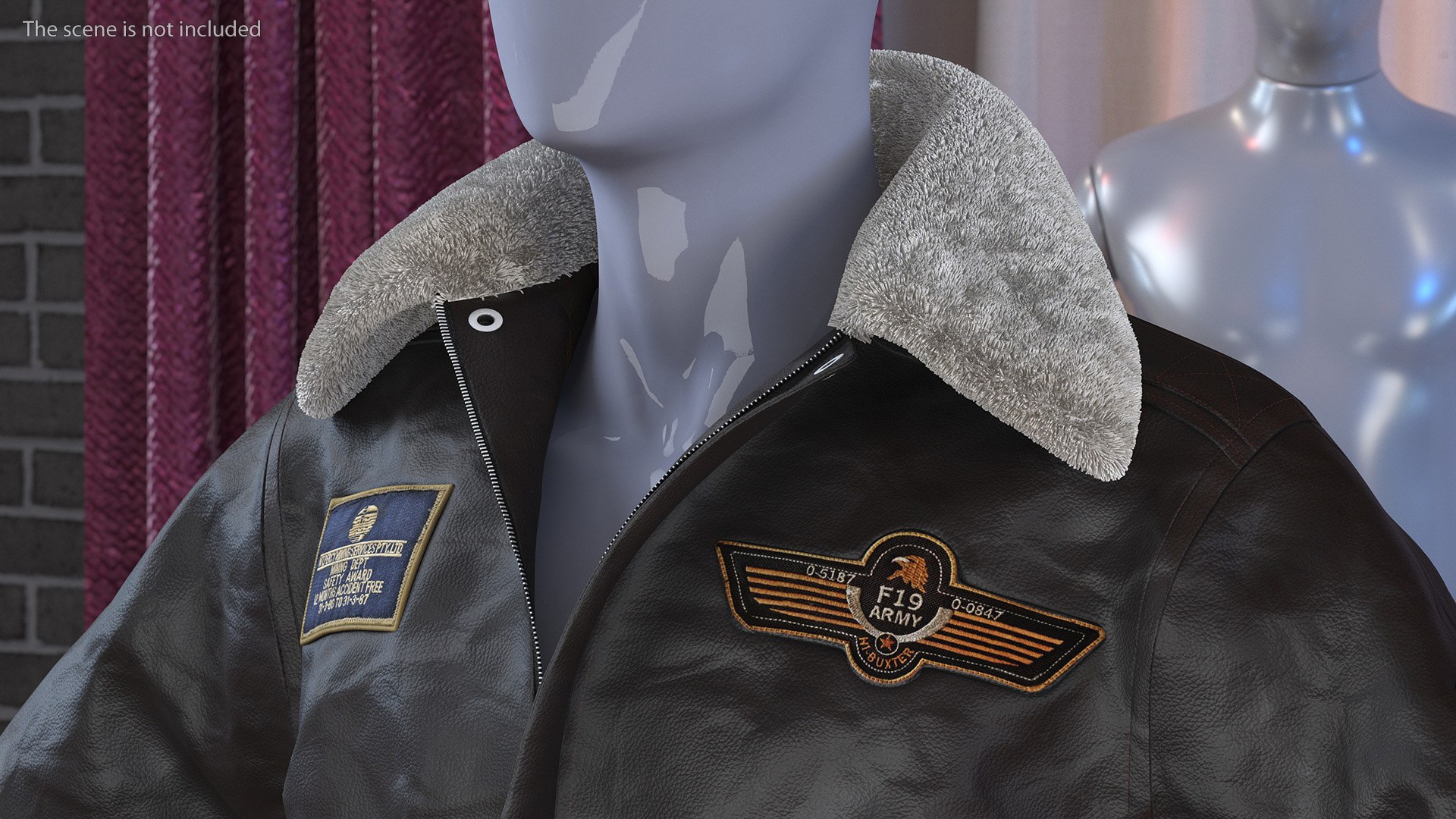 3D Flight Aviator Leather Jacket Brown Fur - TurboSquid 2093413