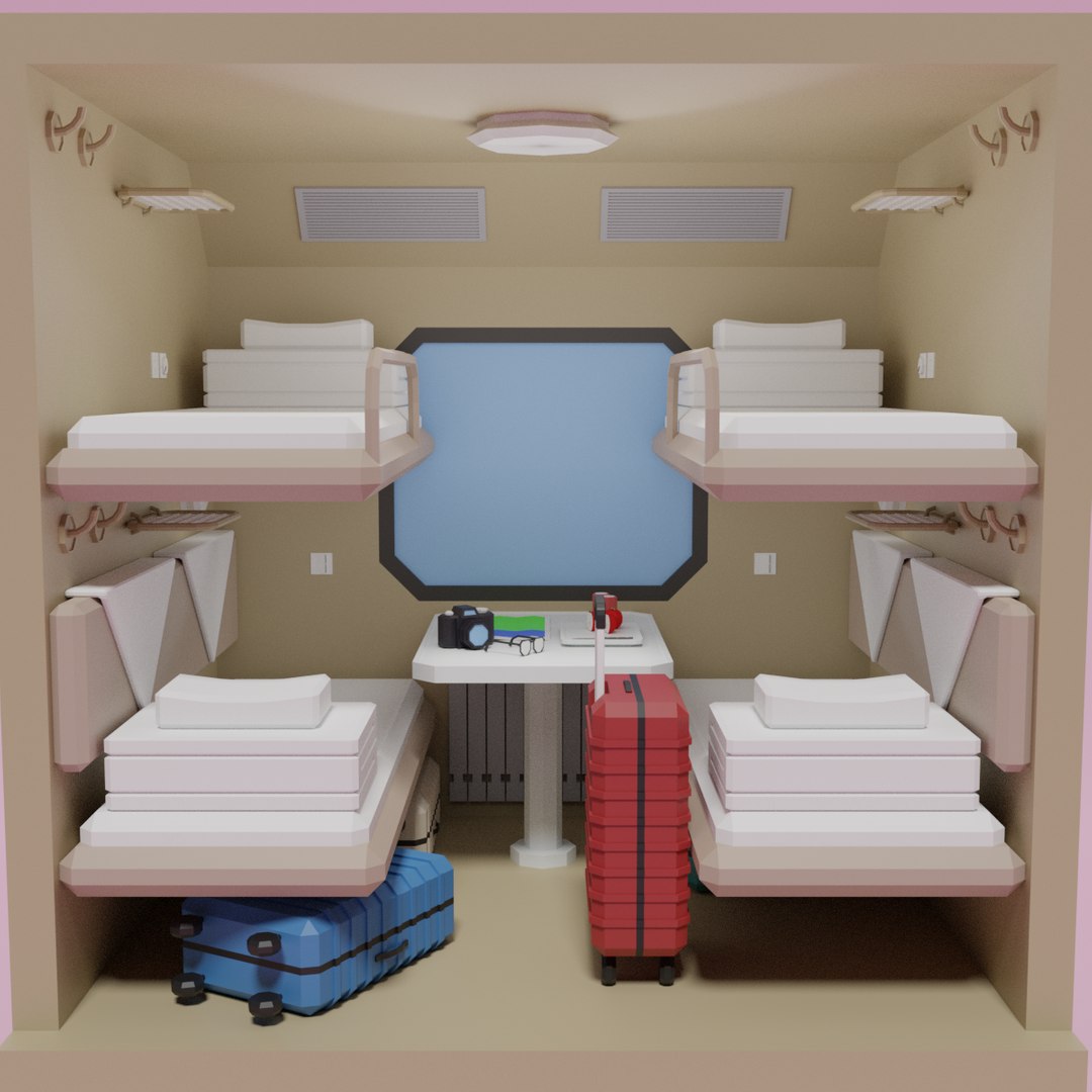 3D Lowpoly Sleeper Train Interior Model - TurboSquid 2158706