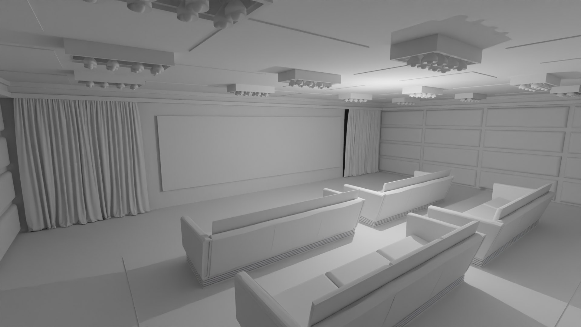 3D Cinema Room No Material - TurboSquid 2177231