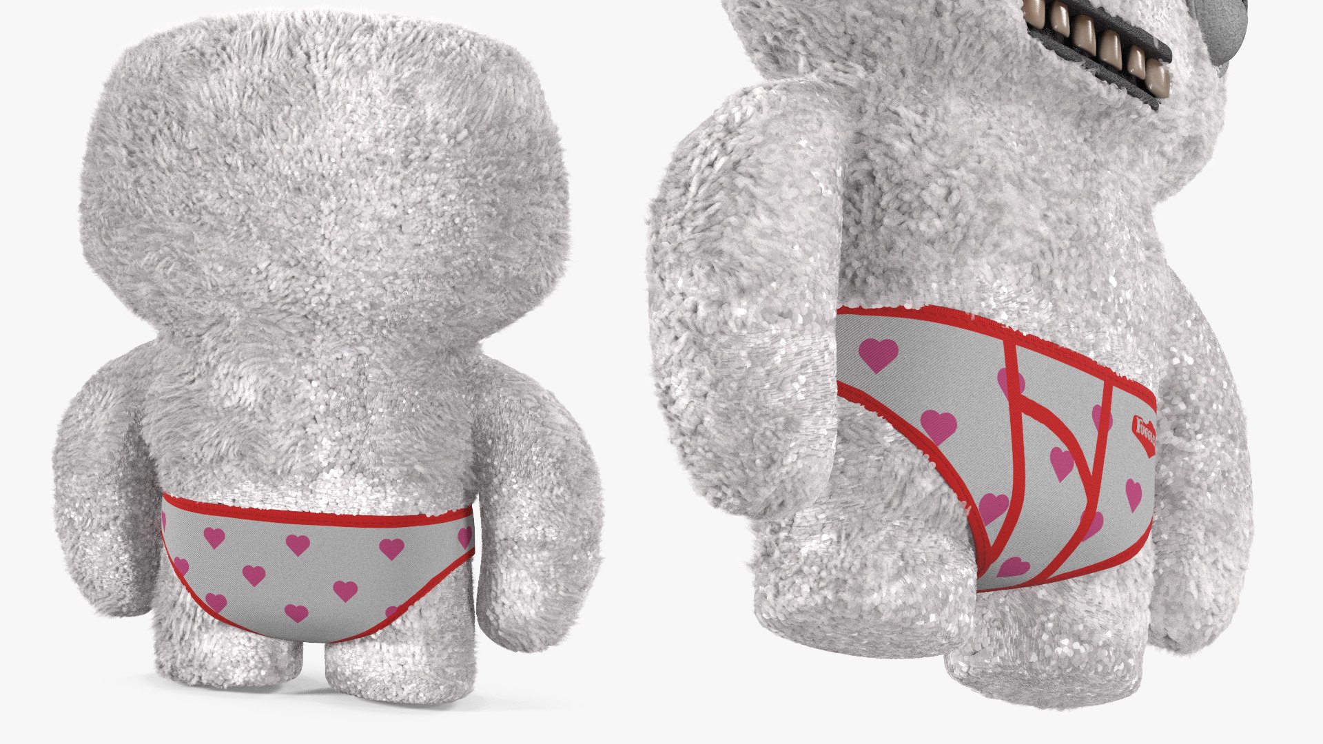 3D Fuggler Annoyed Plush Alien Toy White Fur Rigged For Cinema 4D Model ...