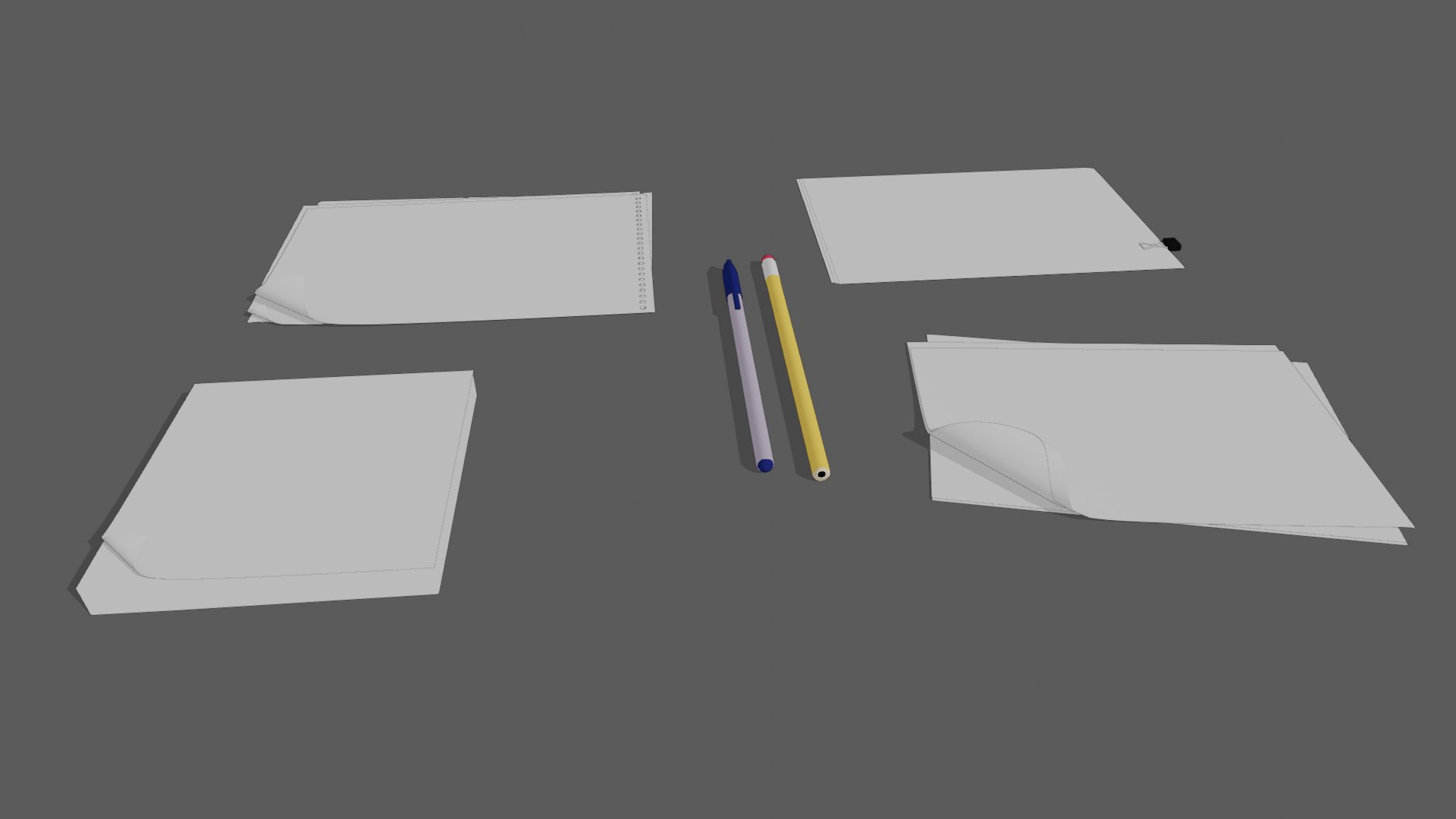 Papers Pen Pencil 3D Model - TurboSquid 1835838