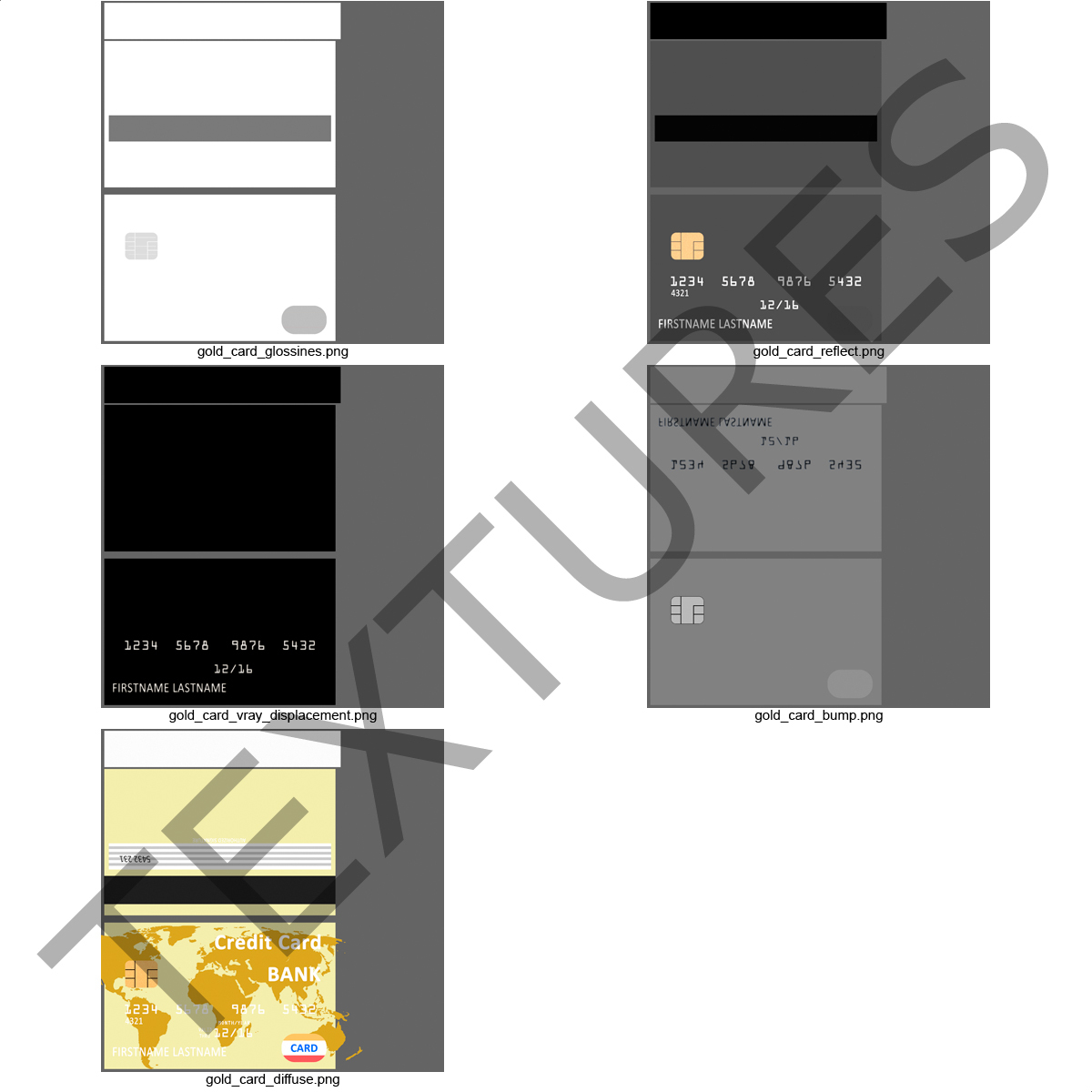 3d gold credit card modeled model