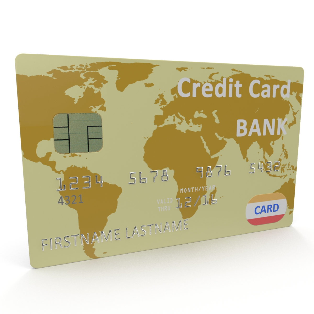 3d gold credit card modeled model