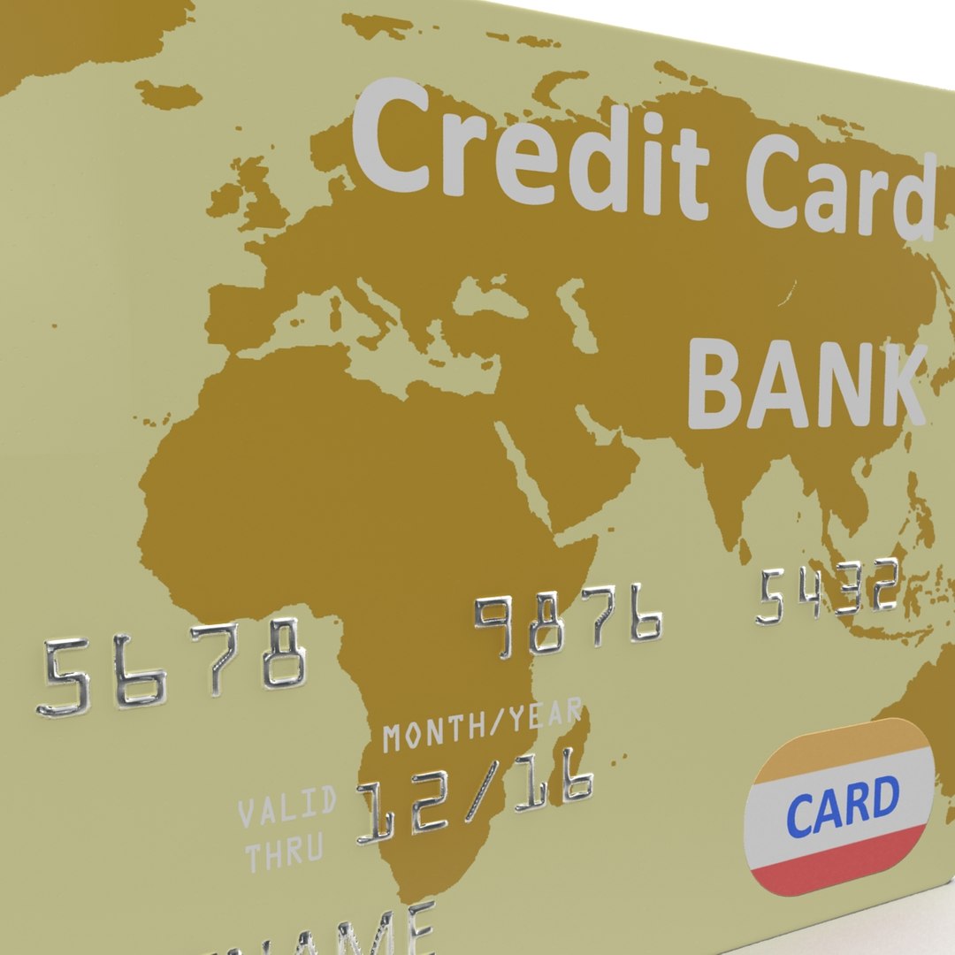 3d Gold Credit Card Modeled Model