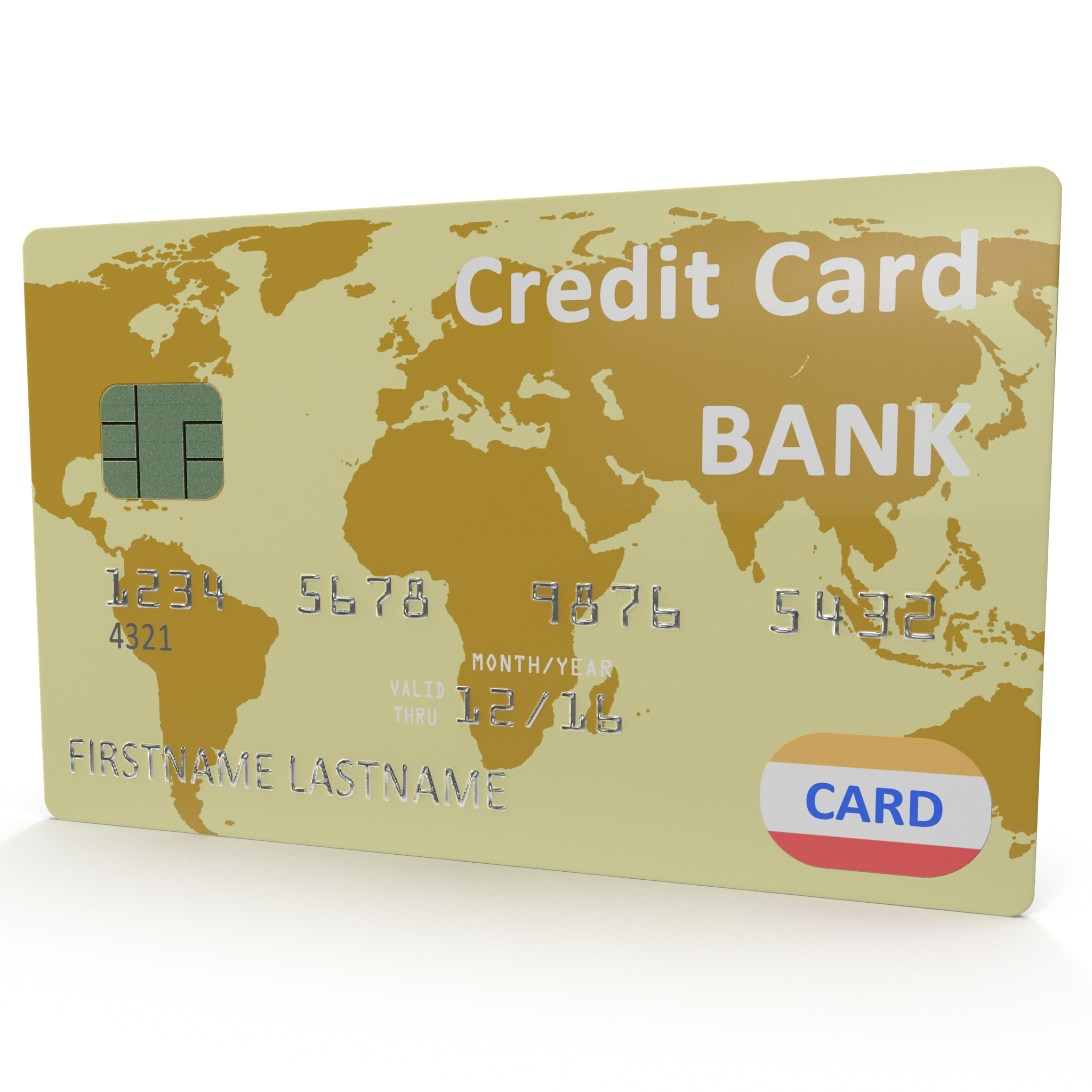 3d gold credit card modeled model