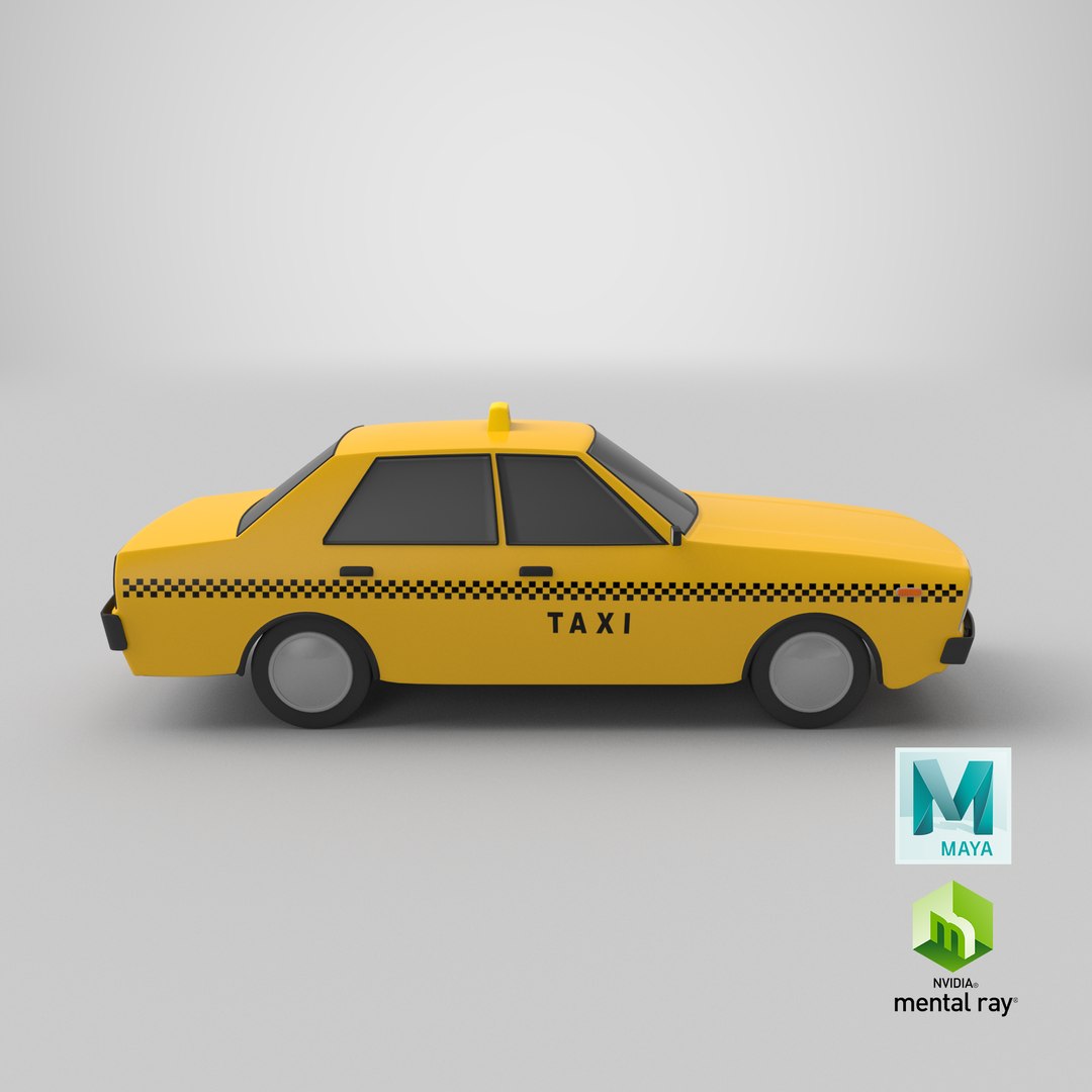 3D cartoon taxi cab car model - TurboSquid 1292272