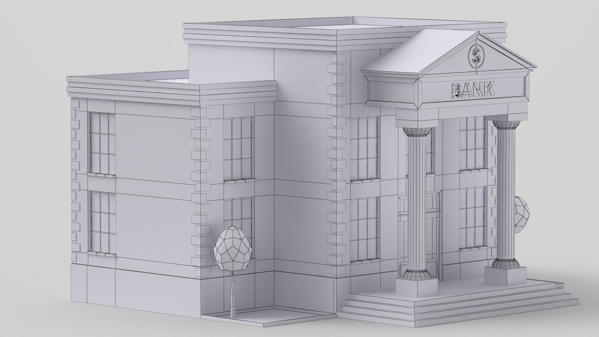 Low Poly Cartoon Bank 3D Model - TurboSquid 1813449