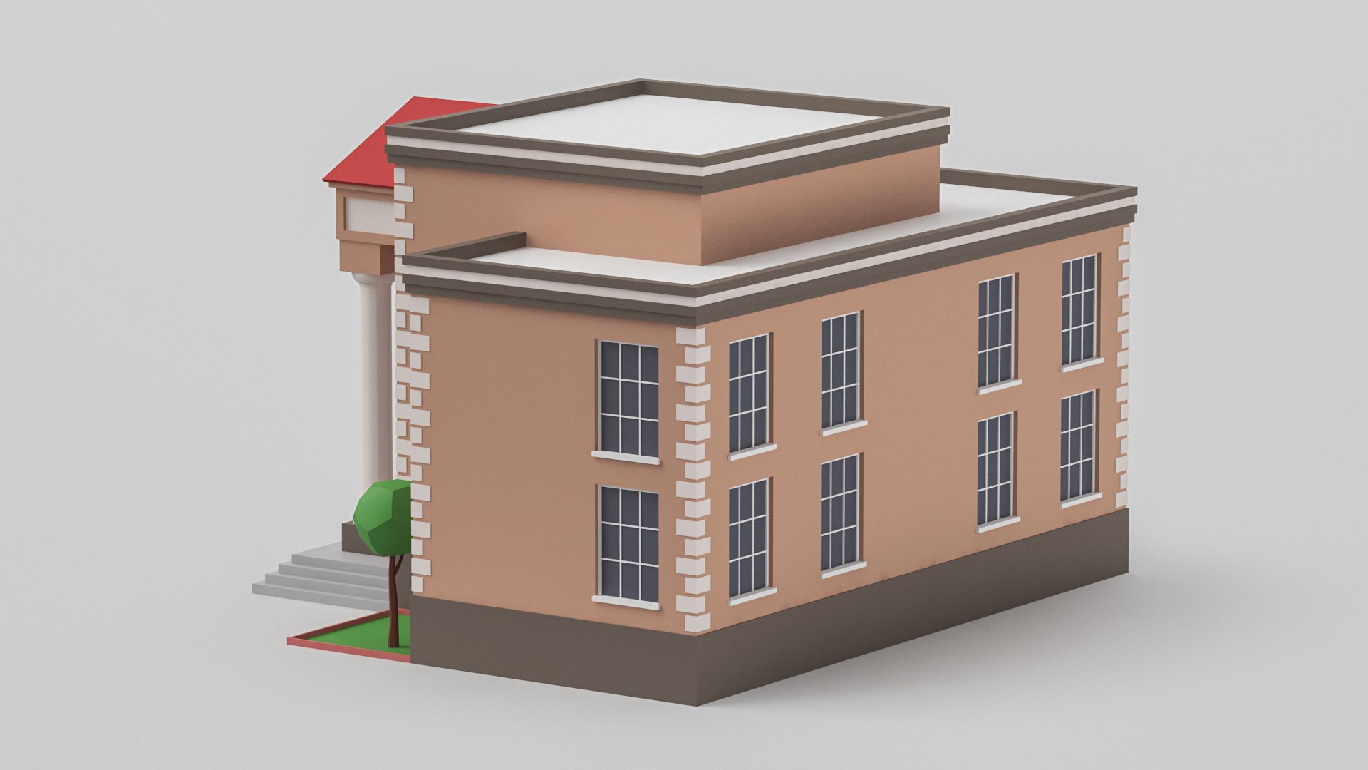 Low Poly Cartoon Bank 3D Model - TurboSquid 1813449