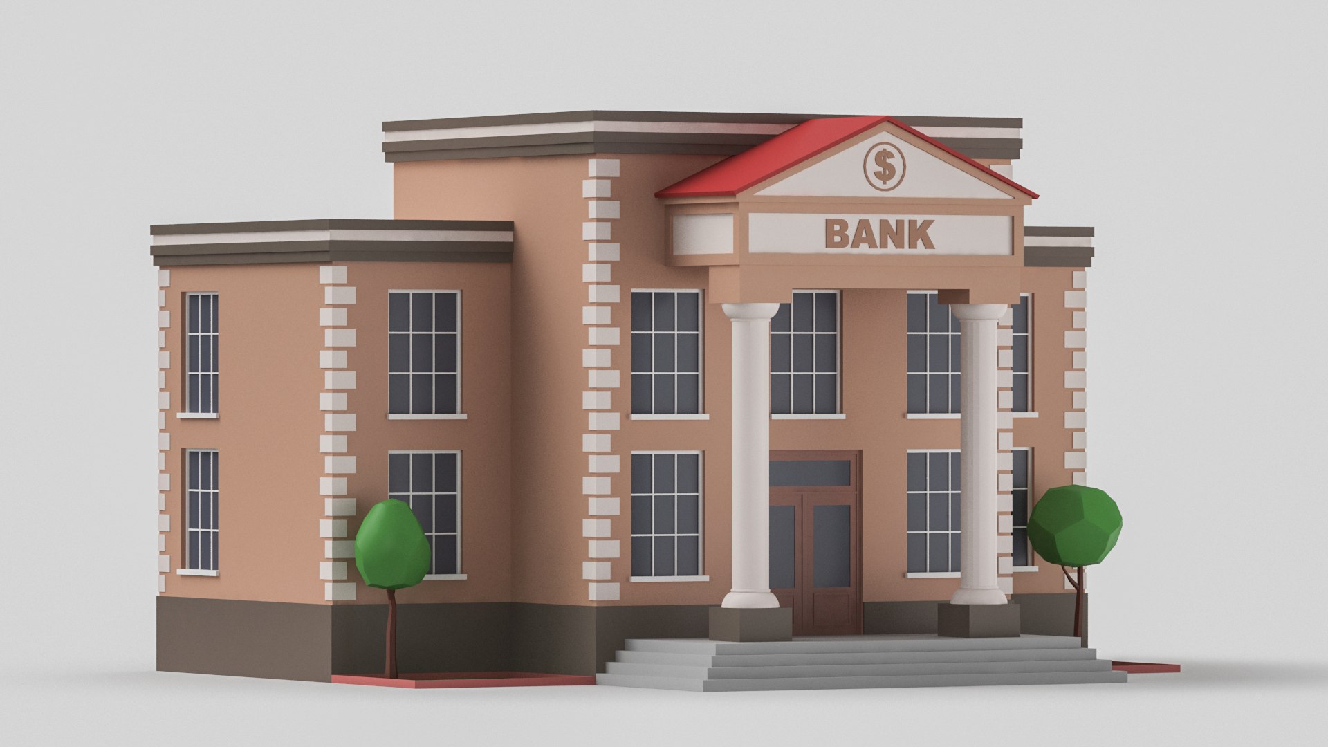 Low Poly Cartoon Bank 3D Model - TurboSquid 1813449