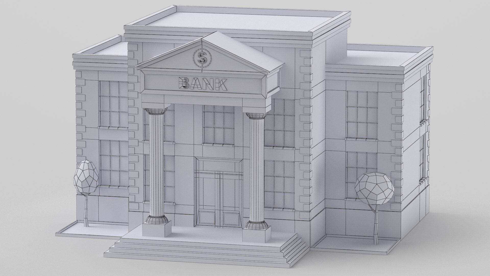 Low Poly Cartoon Bank 3D Model - TurboSquid 1813449
