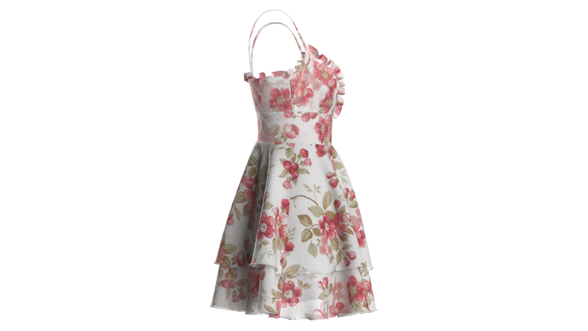 3D Womens - Flower Chiffon Dress Model - TurboSquid 2332456