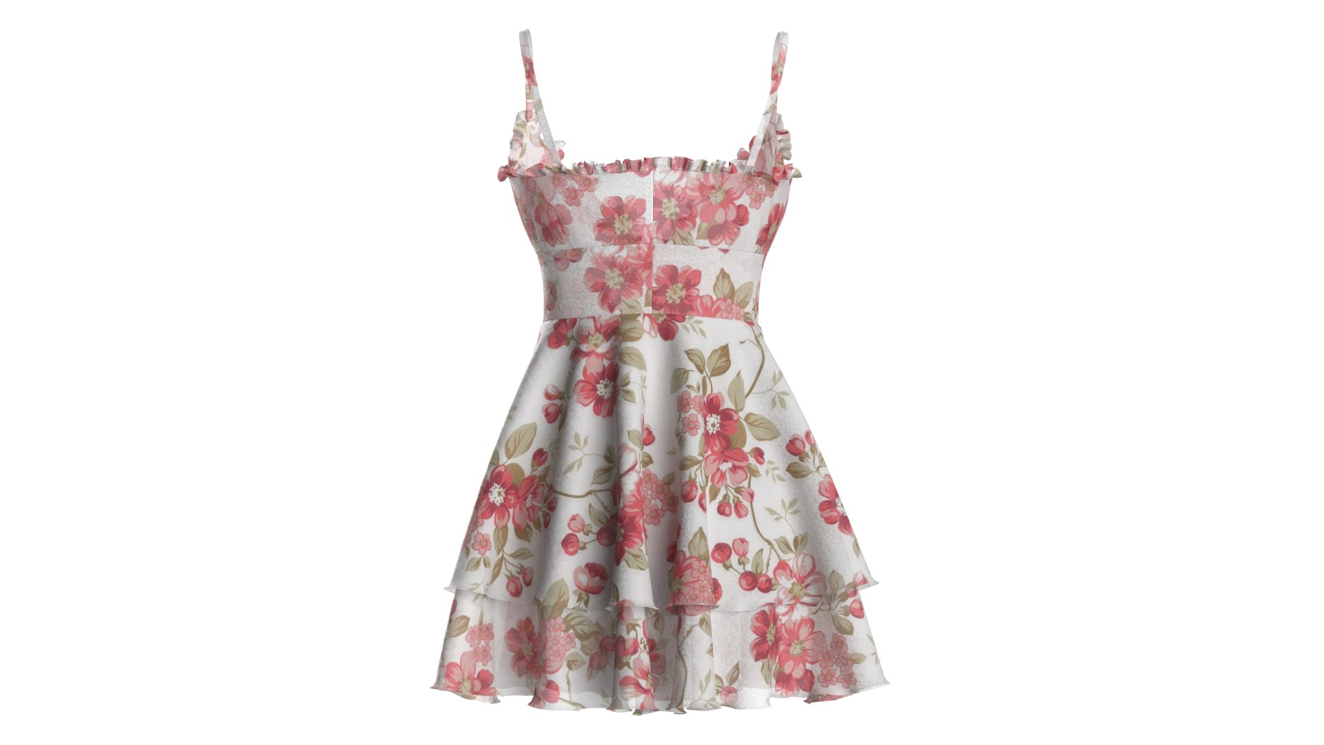 3D Womens - Flower Chiffon Dress Model - TurboSquid 2332456