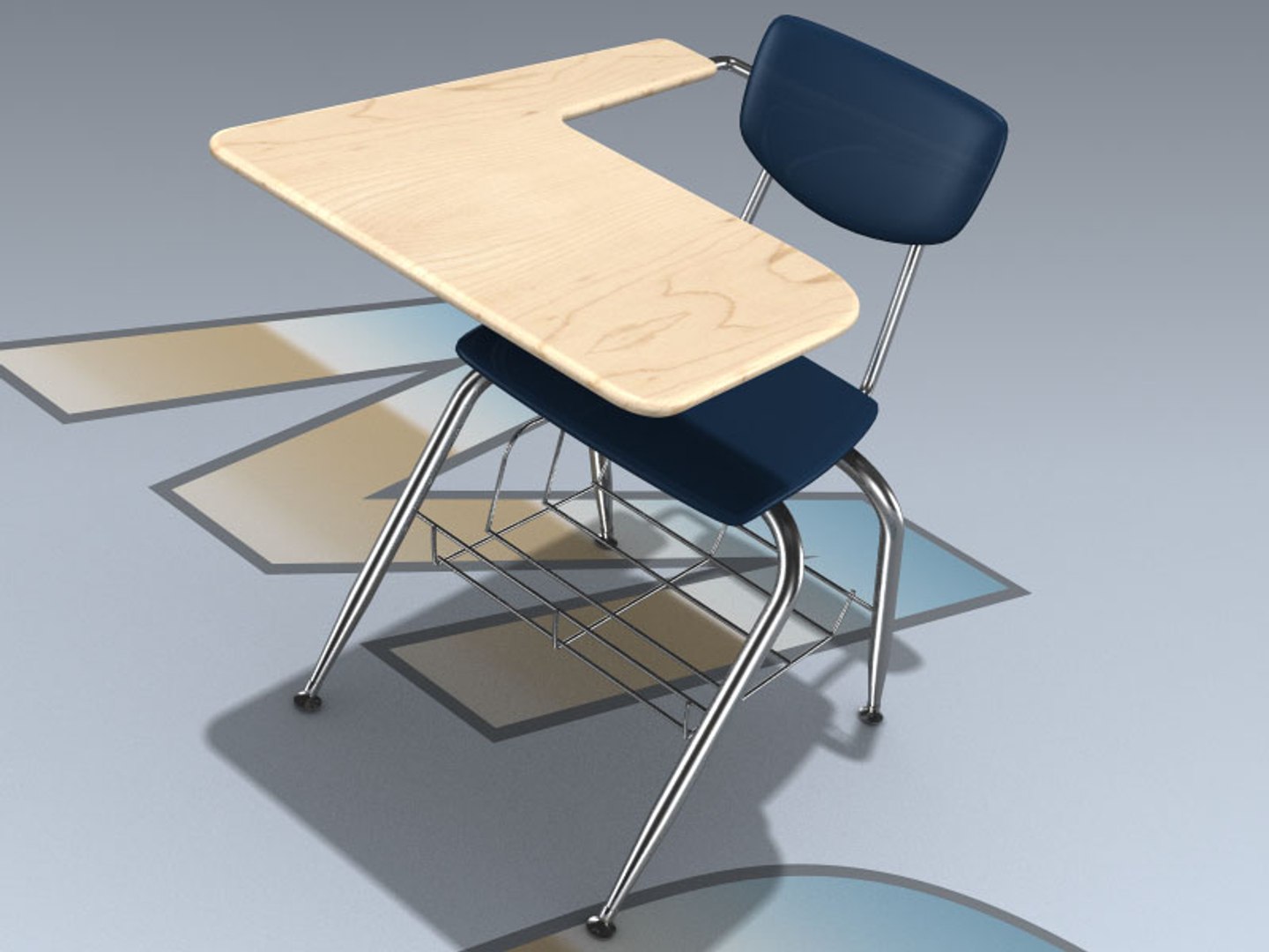 Wide Tablet Arm Student Desk 3D Model - TurboSquid 1297727
